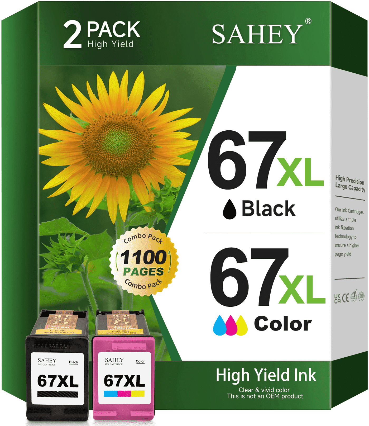 67XL Ink Cartridges Compatible for HP 67 Ink Cartridge for Ink 67 for ...