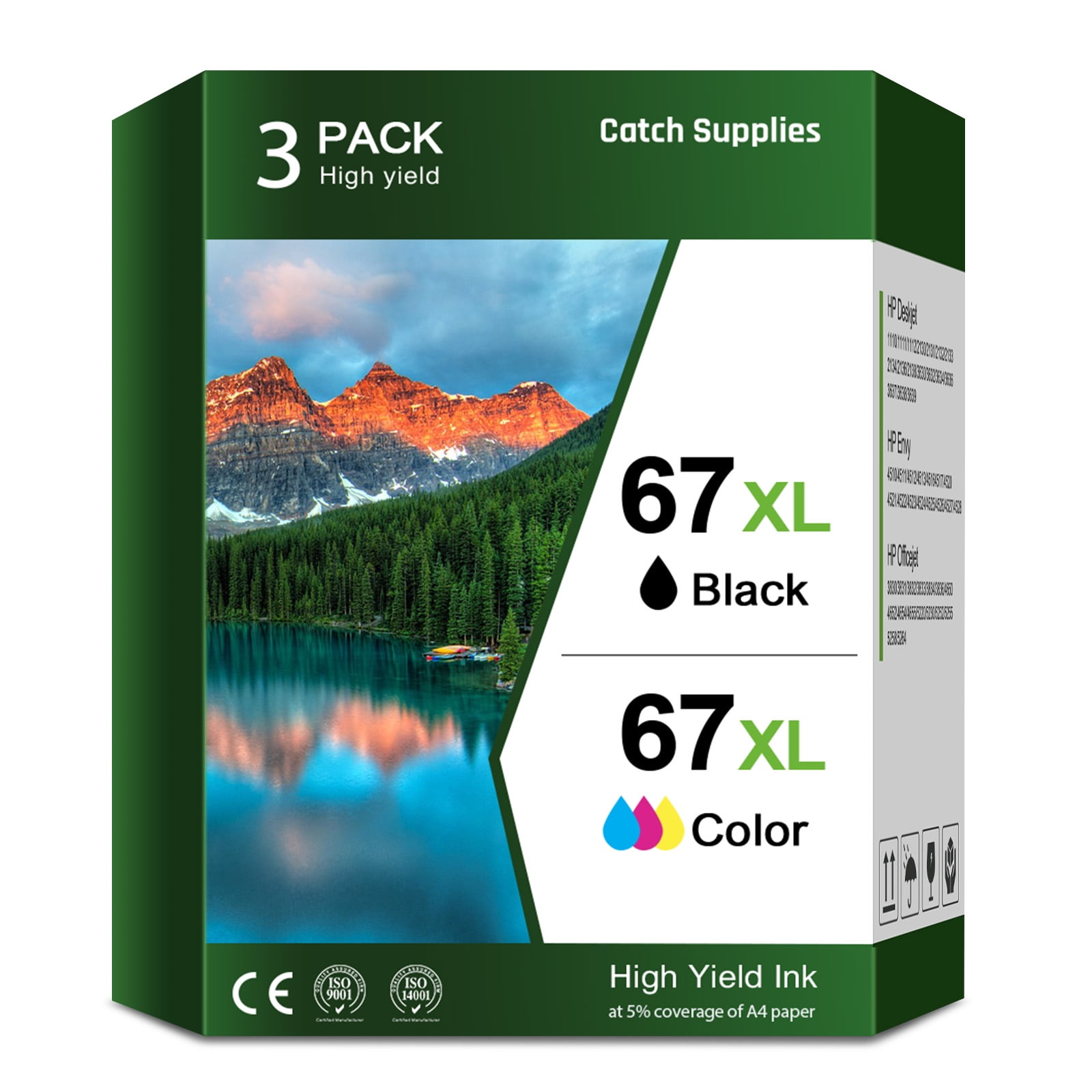 67XL Ink Cartridges Compatible for HP 67 Ink Cartridges DeskJet 2755e ...