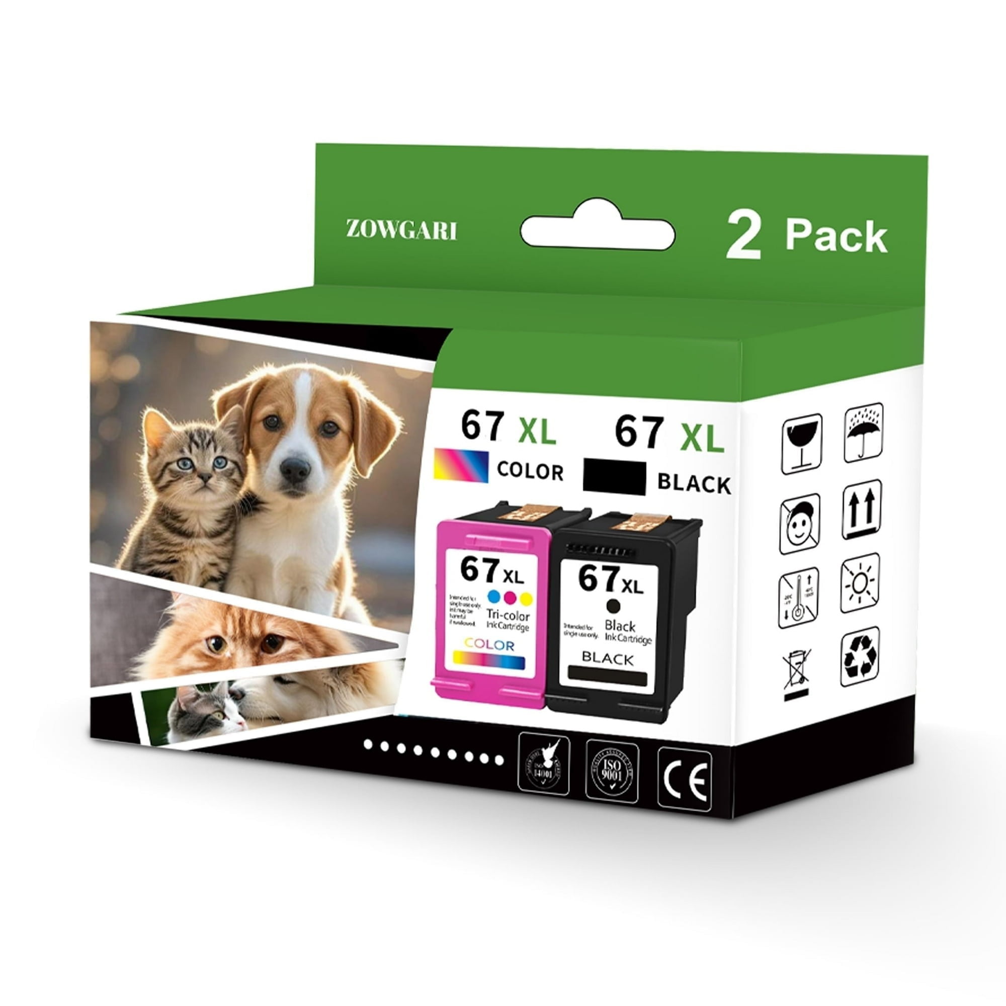Zowgari 67XL Ink Cartridges Compatible for HP 67 for Envy 6000 6052 ...