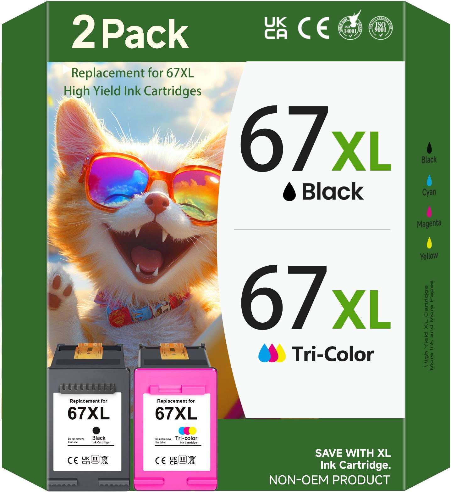 67XL Ink Cartridges Compatible for HP 67 Ink Cartridges work with HP ...