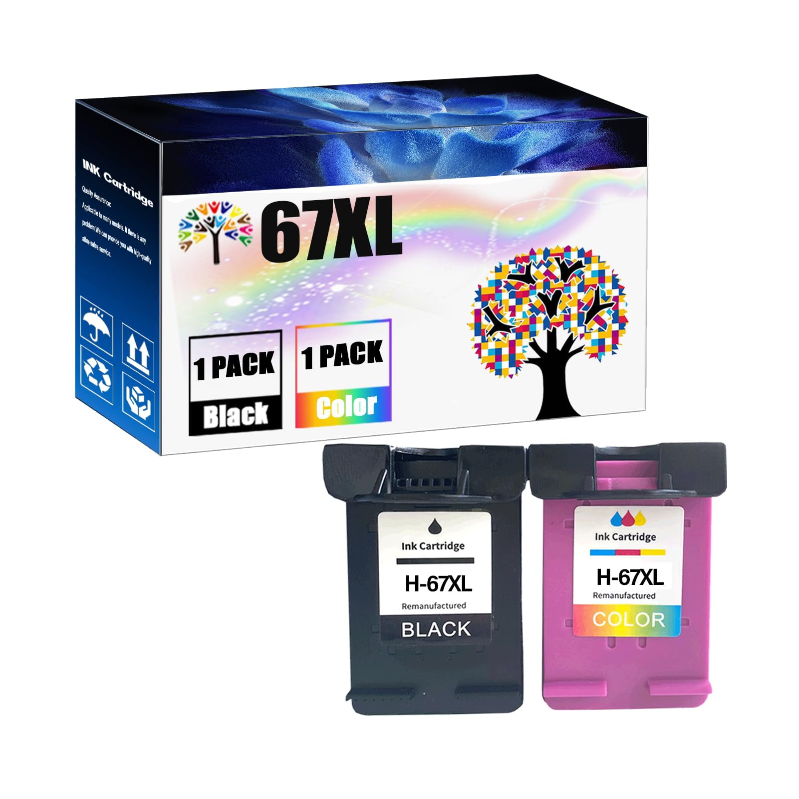 67XL Ink Cartridges Replacement for HP 67 Ink Cartridge Compatible for ...