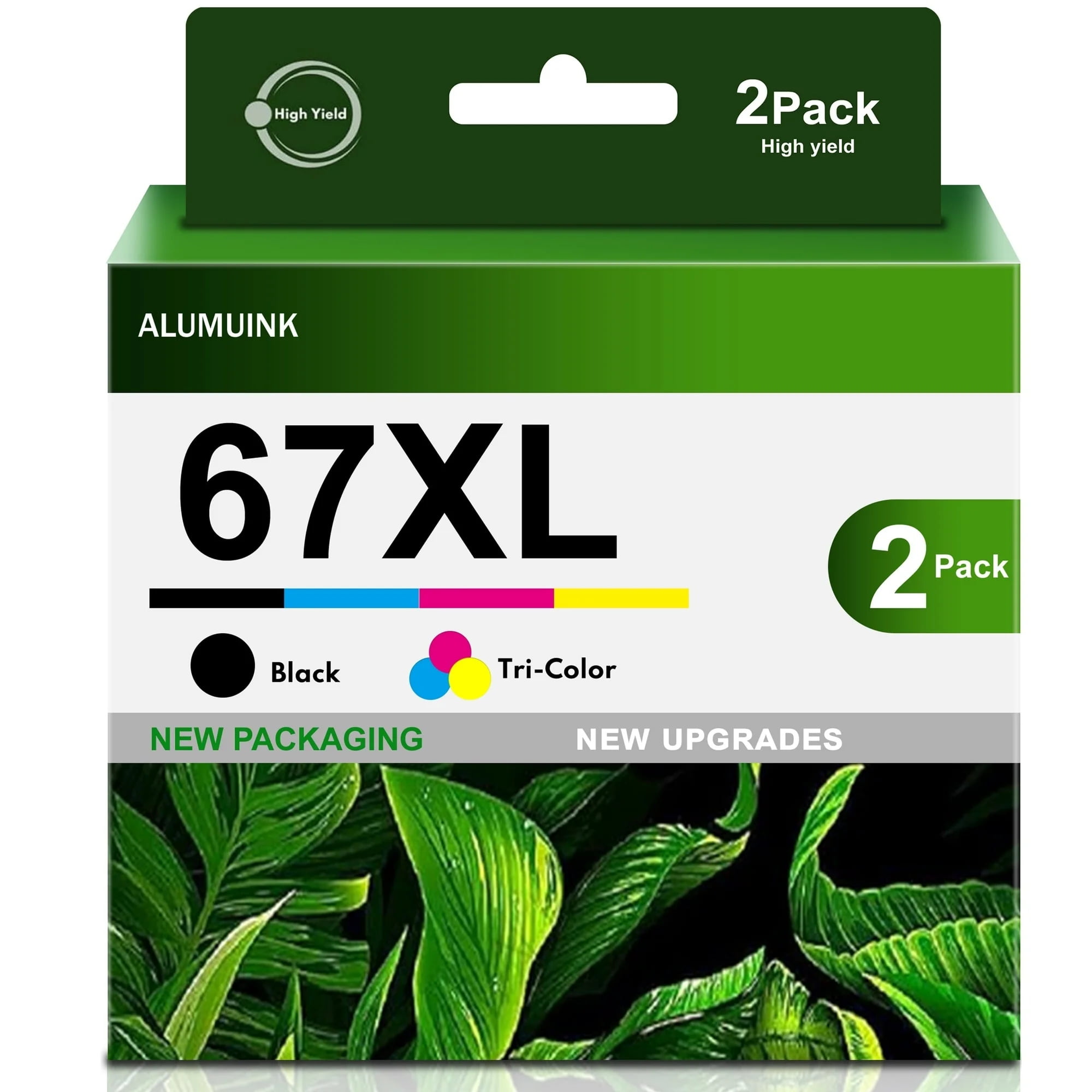 67XL Ink Cartridges Tri-Color Black Combo 2 Pack Compatible for HP 67 ...