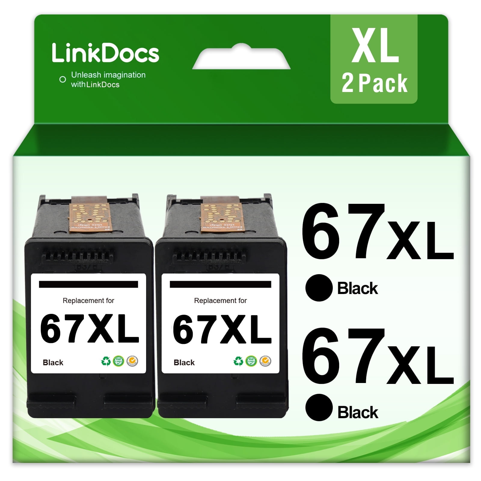 LinkDocs 67XL Black Ink Cartridge, High-Yield, Compatible with HP ...