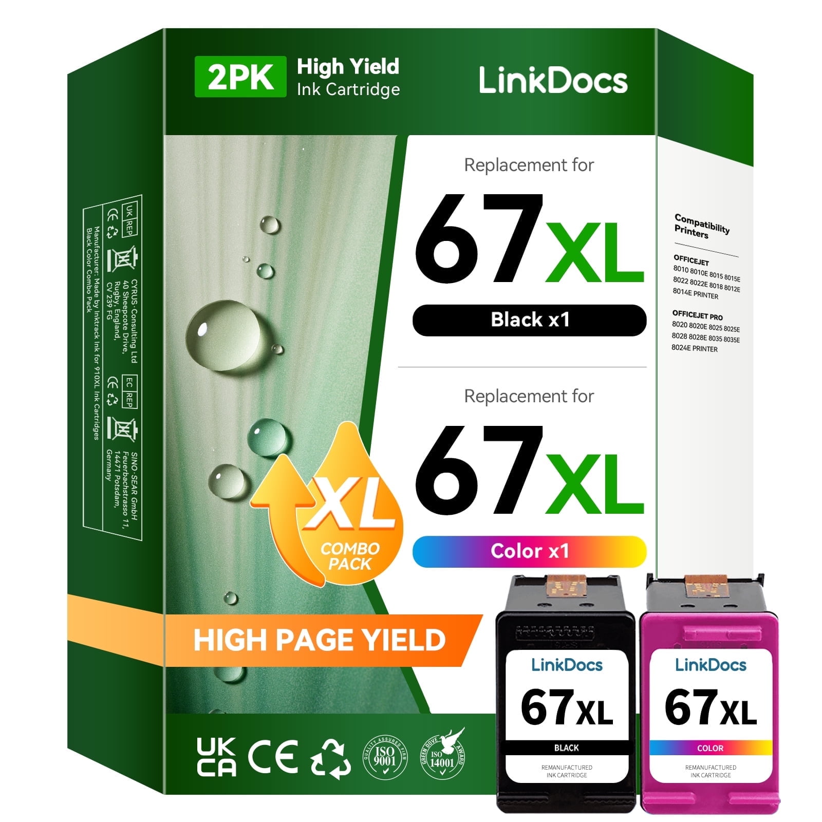LinkDocs 67XL Ink Compatible for HP 67 Ink Cartridge for HP Ink 67 for ...