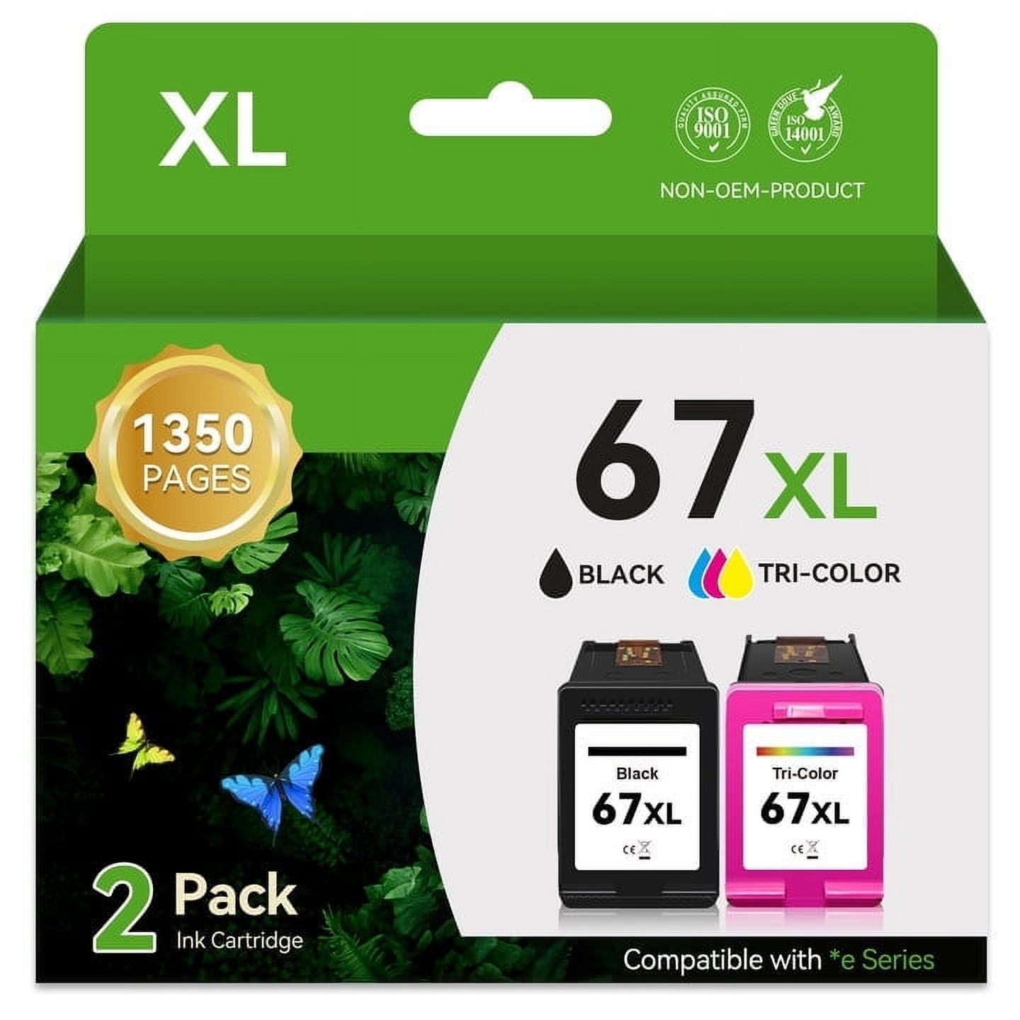 67XL Ink Cartridge Compatible with HP 67, Black and Tri-Color, DeskJet ...