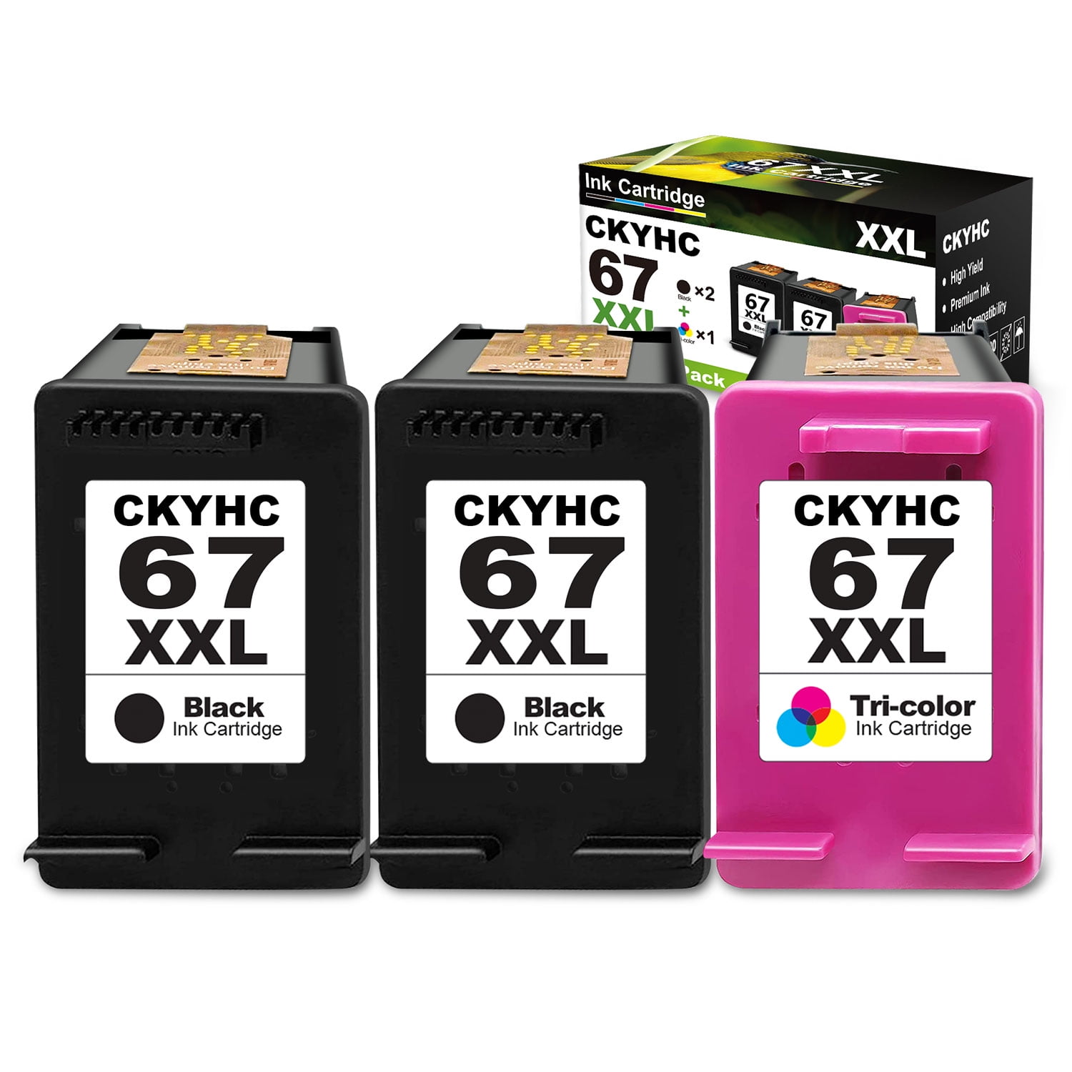 67XXL Super Yield Ink Cartridge Replacement for HP 67 XXL 67XL Use with HP DeskJet 2700 2752 ...
