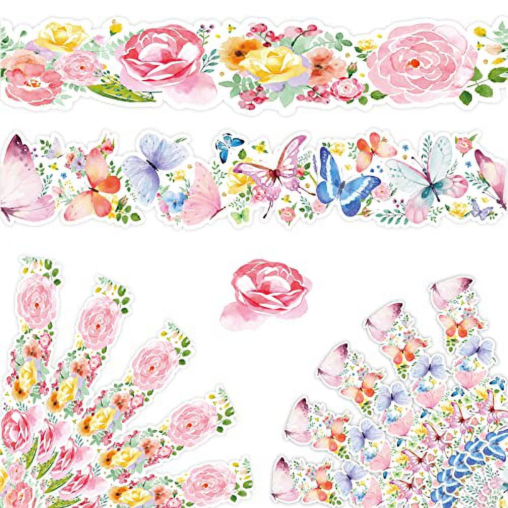 67ft Flower Bulletin Board .. Border Watercolour Flower Butterfly ...