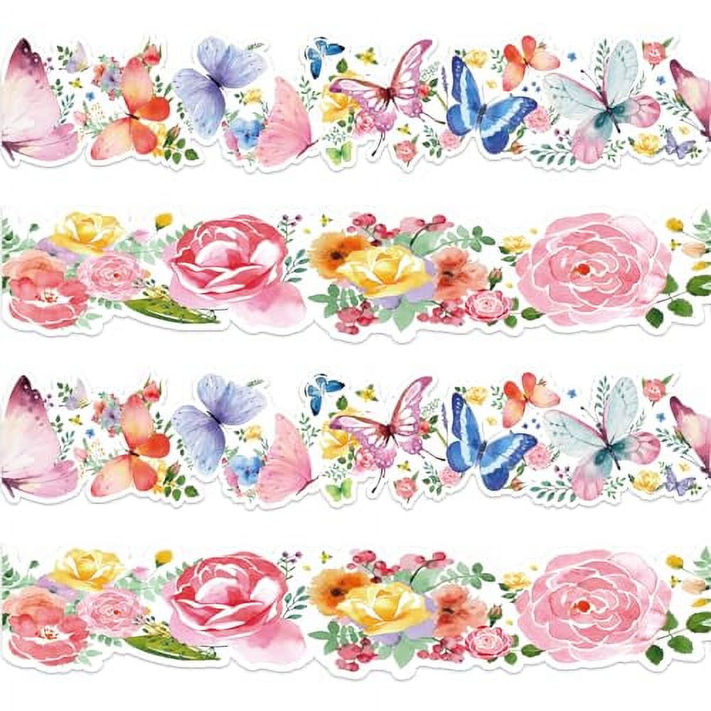 67ft Flower Bulletin Board Border Watercolour Flower Butterfly Bulletin ...