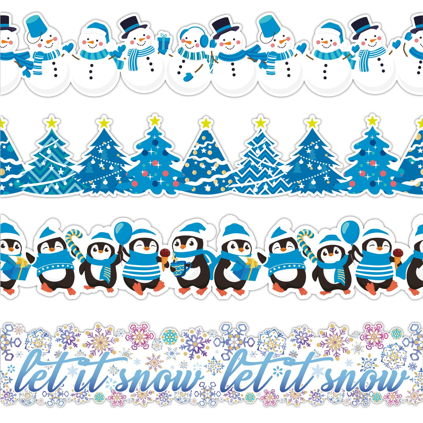 67ft Winter Bulletin Board Border Winter Wave Removable Blackboard ...