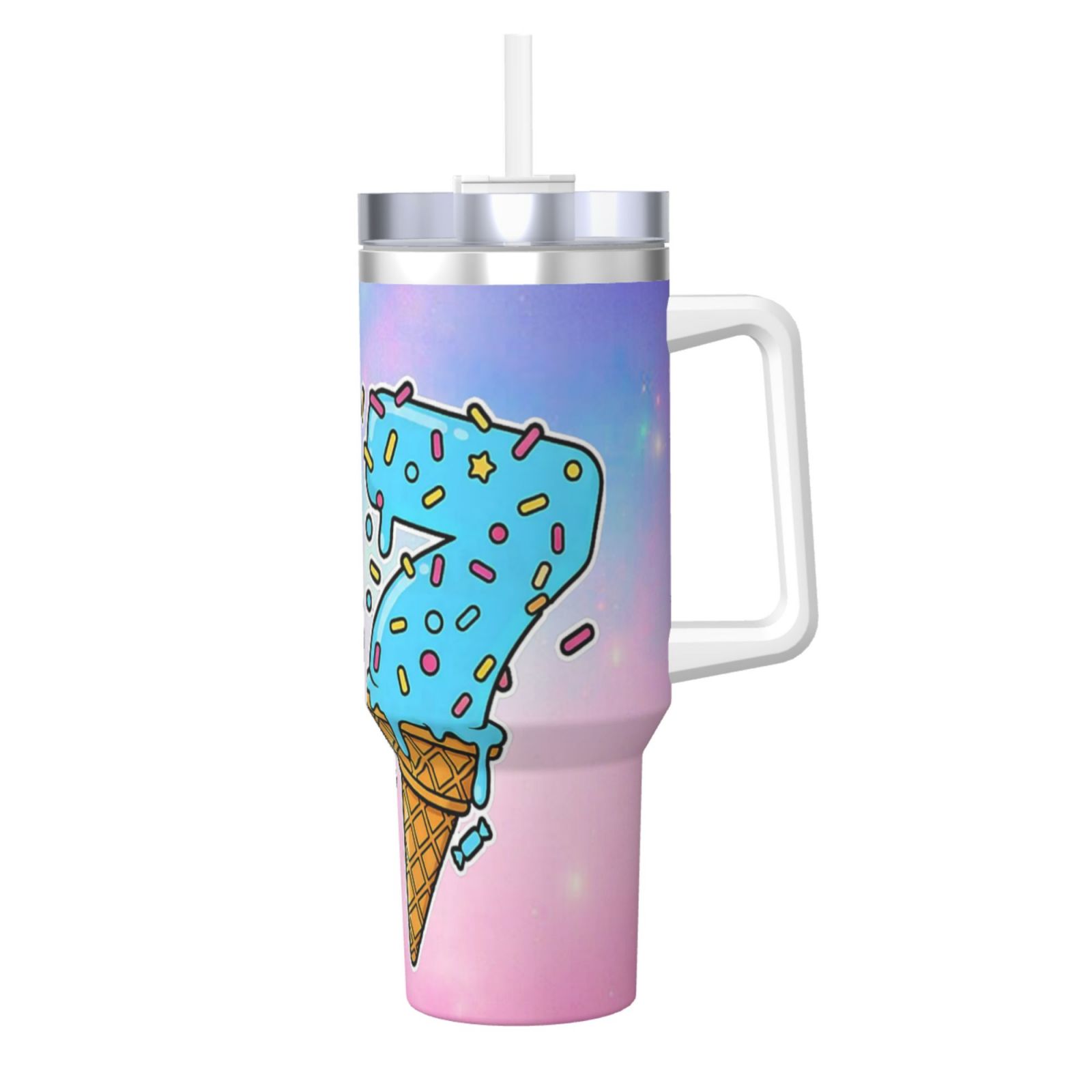 67meme 40 OZ Ice Bully Cup with Handle Straw, Double Wall Stainless ...