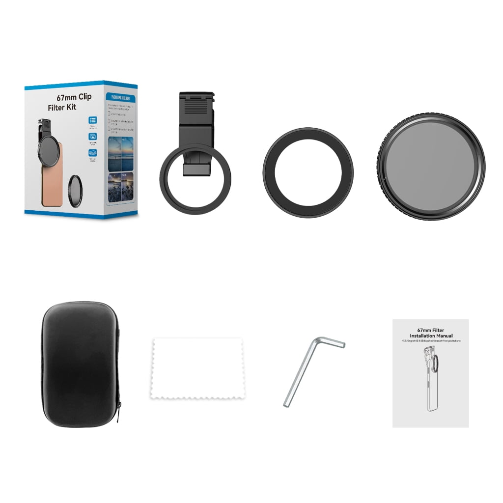 67mm Mobile Phone Camera Lens Polarizing Filter Set Clip-On CPL Filter ...