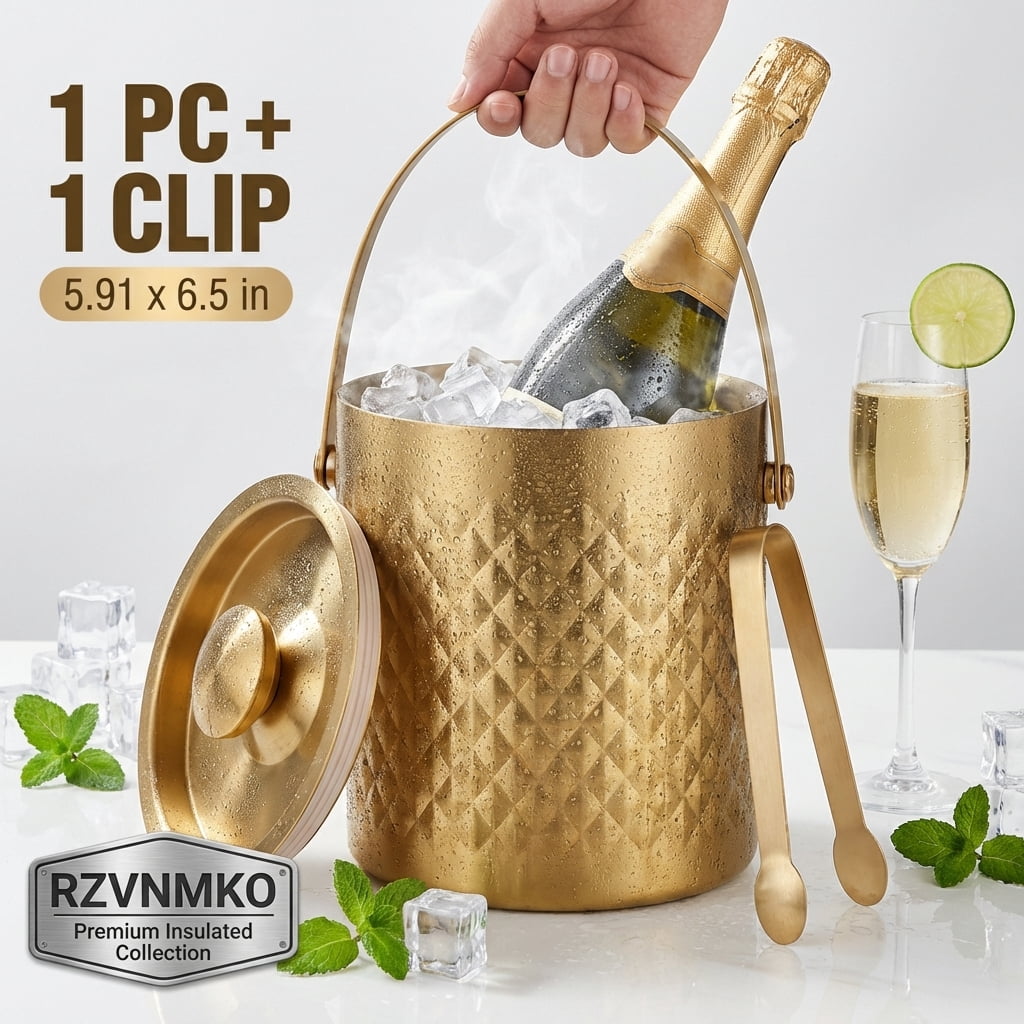 67oz Ice Bucket with Handles, with Lid, Tongs - Well Made Insulated ...