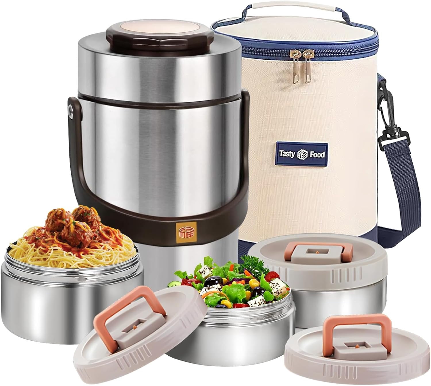 67oz Upgraded for Hot , 3-Layer Stackable , Soup Jar with Insulated Bag ...