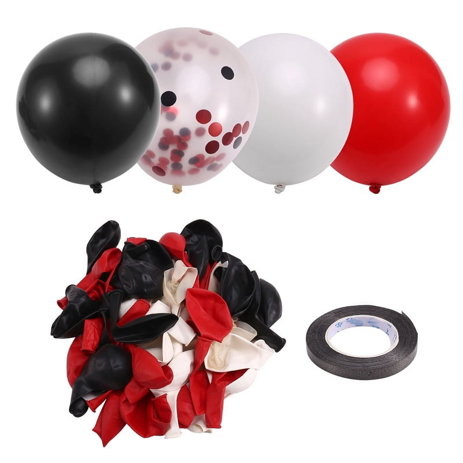 67pcs 12Inch Black White Red Confetti Gathering Balloons with Ribbons ...