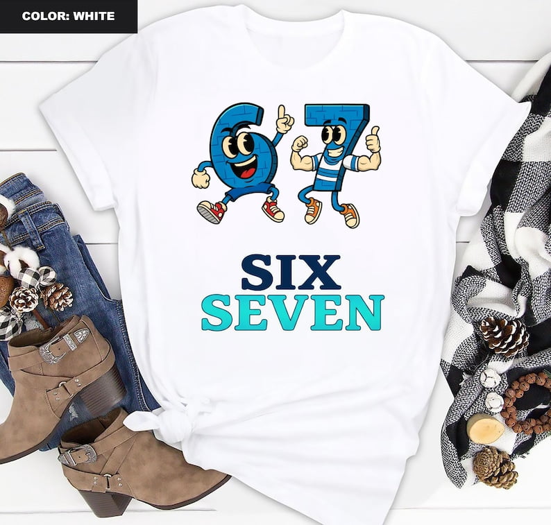 67th Birthday Retro Cartoon Numbers, Six Seven Graphic Top, Unisex ...