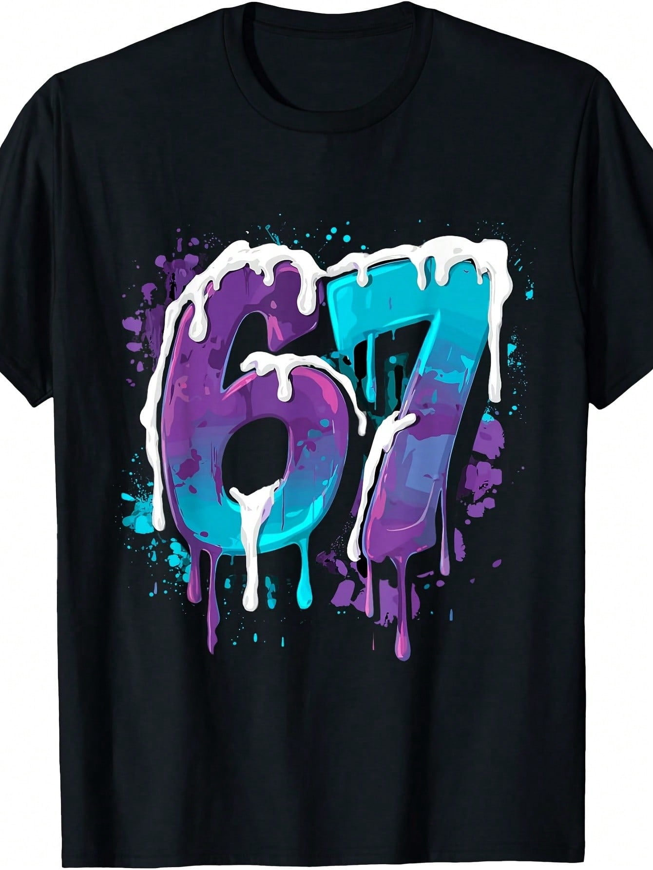 67th Birthday T-Shirt Graffiti Style Dripping Number 67 Graphic Tee for ...