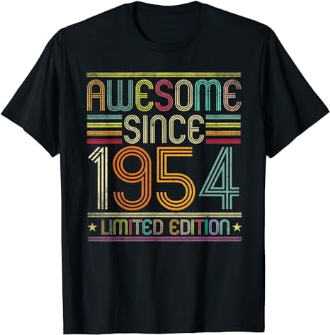 67th Birthday Vintage Tee 67 Years Old Awesome Since 1954 T-Shirt ...