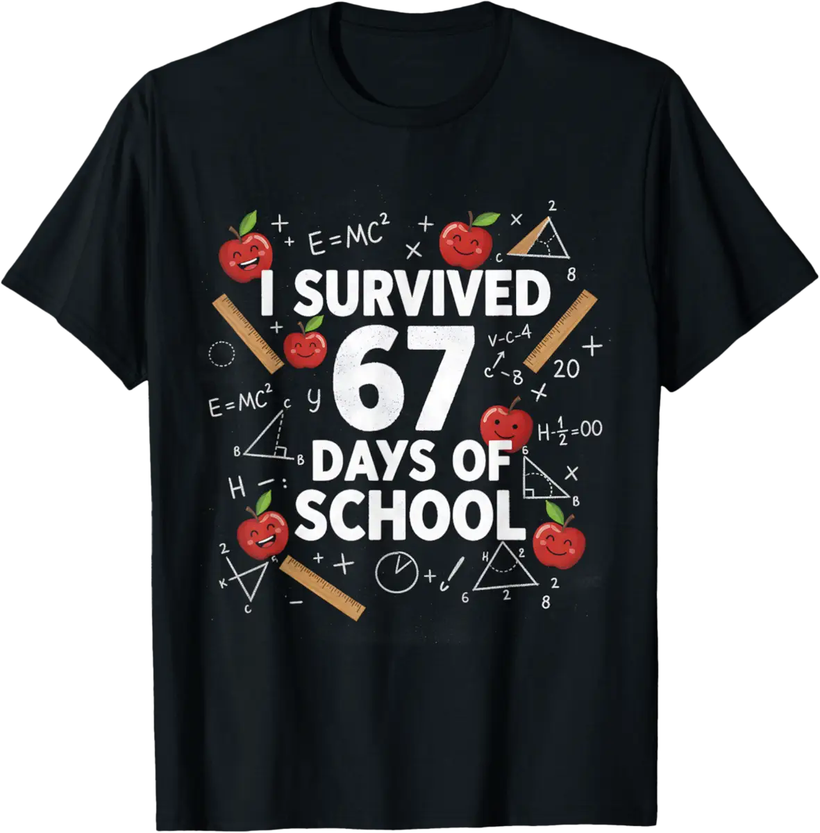 67th Day of School Teacher 67 Math Numbers 100th Days T-Shirt ...