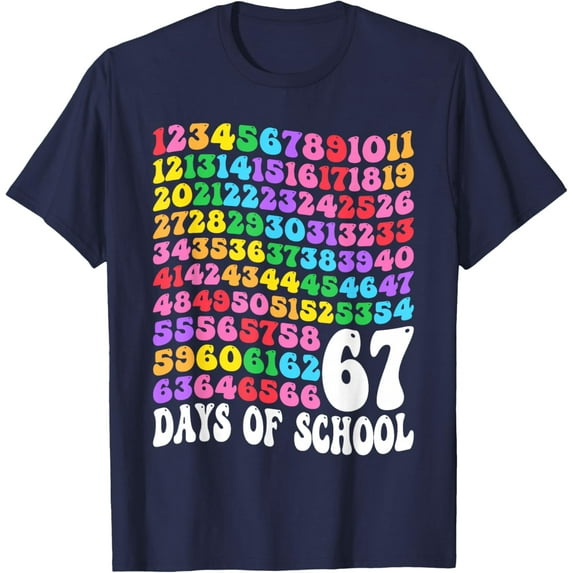 67th Day of School Teacher Kids Math Numbers 100th Days T-Shirt ...