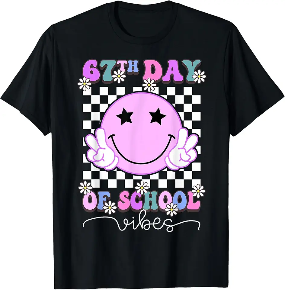 67th Day of School Vibes Funny Six Seven 67 Meme Slang T-Shirt ...