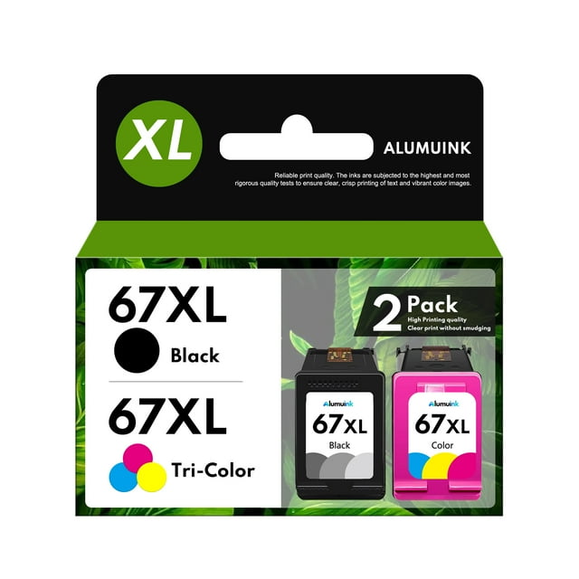 67xl Ink Cartridge 2 Pack Replacement for HP Deskjet 2742e 2752e 2755e ...