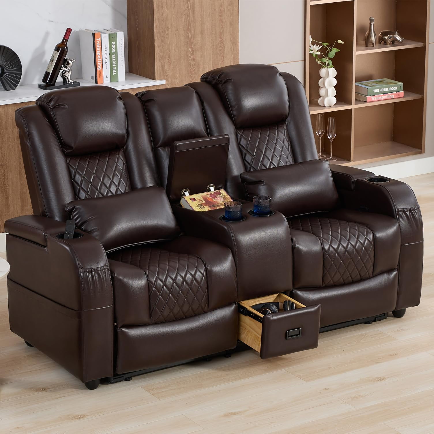 68.5" RV Loveseat Recliner, Double Recliner Loveseat Furniture with ...
