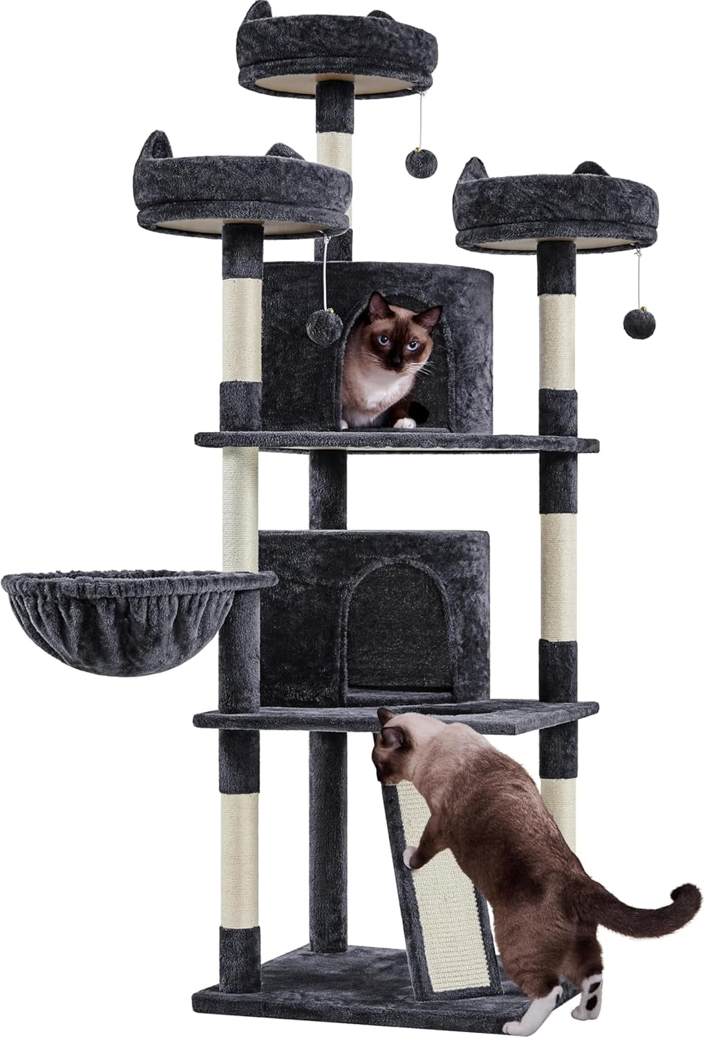 68.5in Cat Tree Multi-Level Cat Tower with Large Cat Condo＆Cozy Perches ...