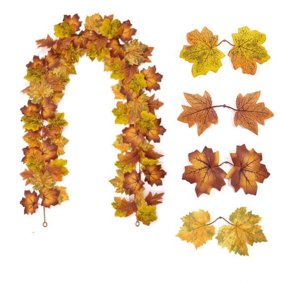 68.9 Inch Artificial Fall Maple Leaf Garland, Flexible Coffee Brown ...