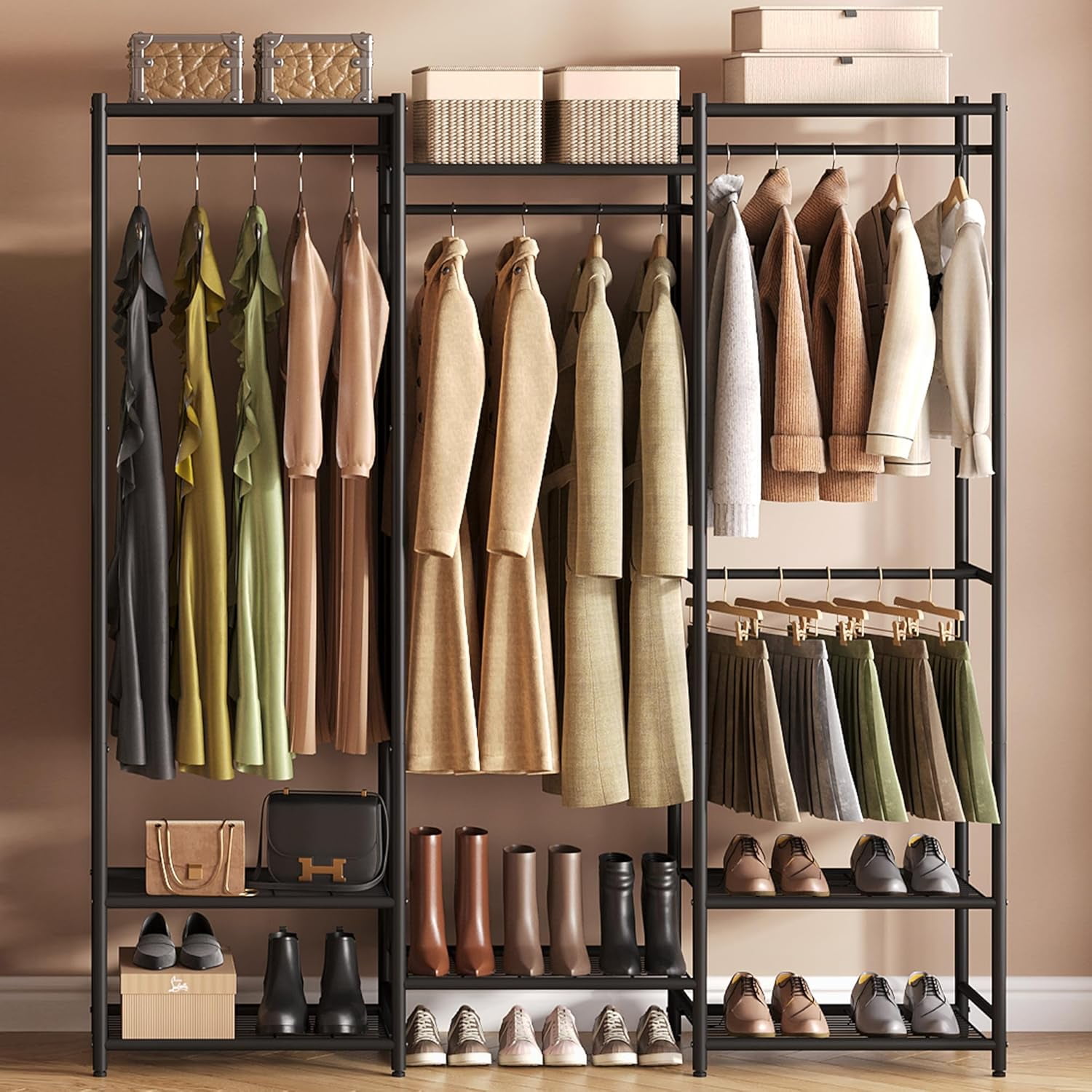 68.9-inch Portable Wardrobe Closet, Heavy Duty Wardrobe, Freestanding ...