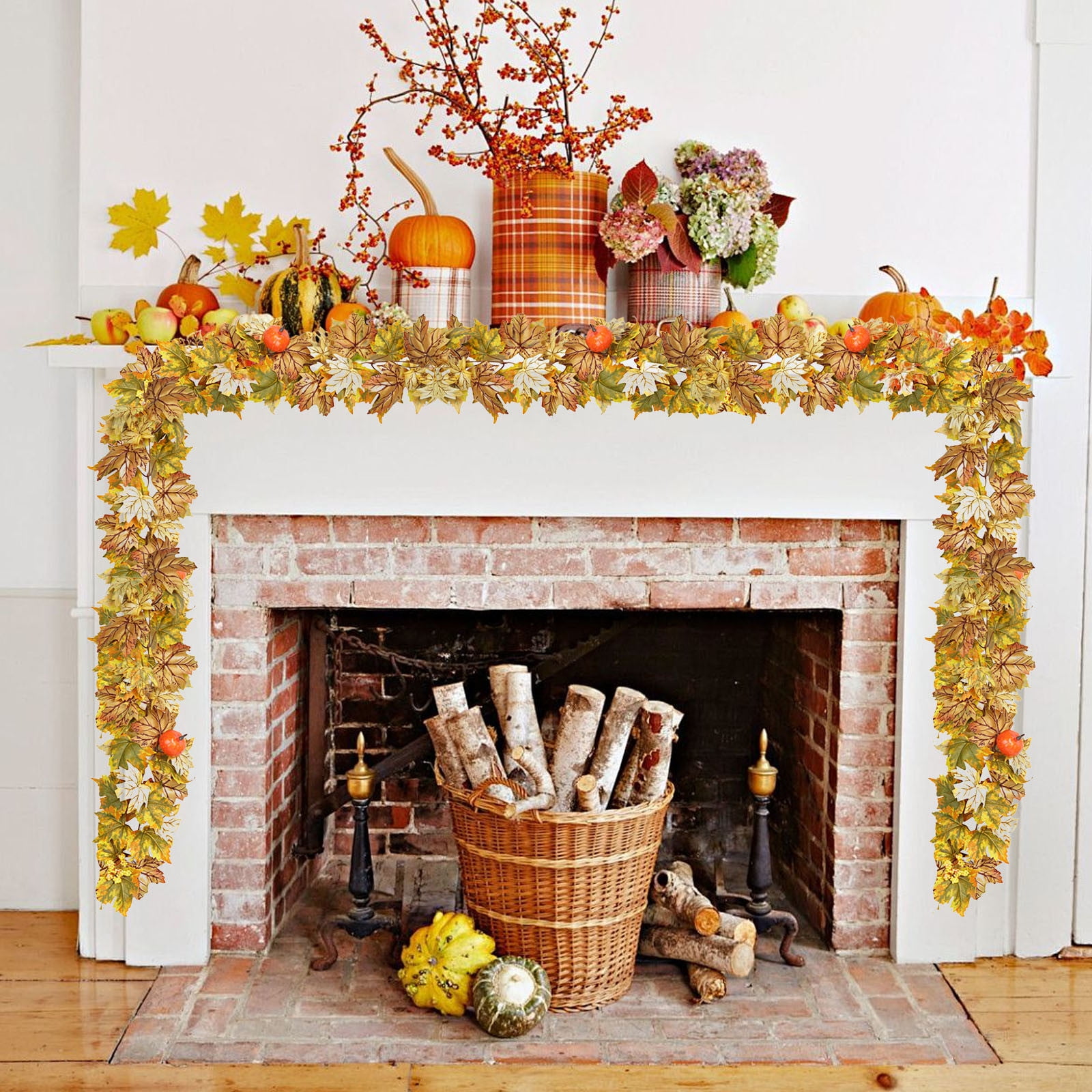 68.9in/175cm Fall Decor Artificial Maples Leaf Pumpkin Garland Autumn ...
