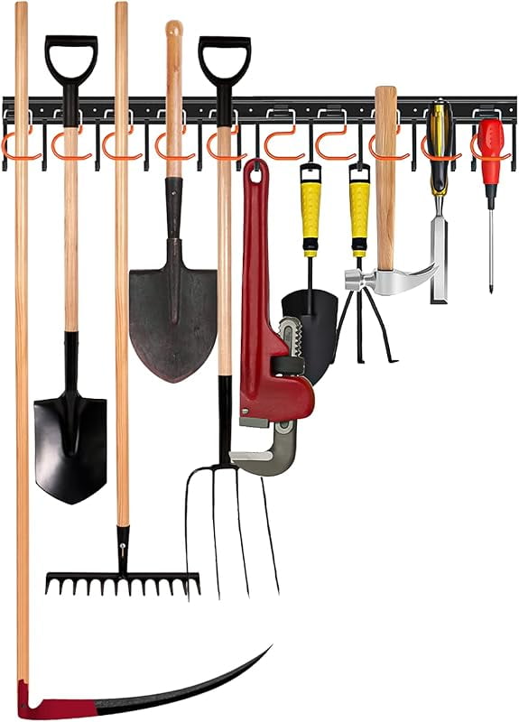 68'' All Metal Garden Tool Organizer Wall Mount Garage Organizers and ...