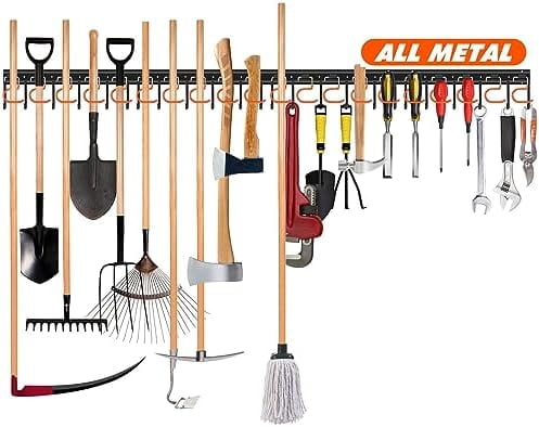 68'' All Metal Garden Tool Organizer Wall Mount Garage Tool Organizers ...