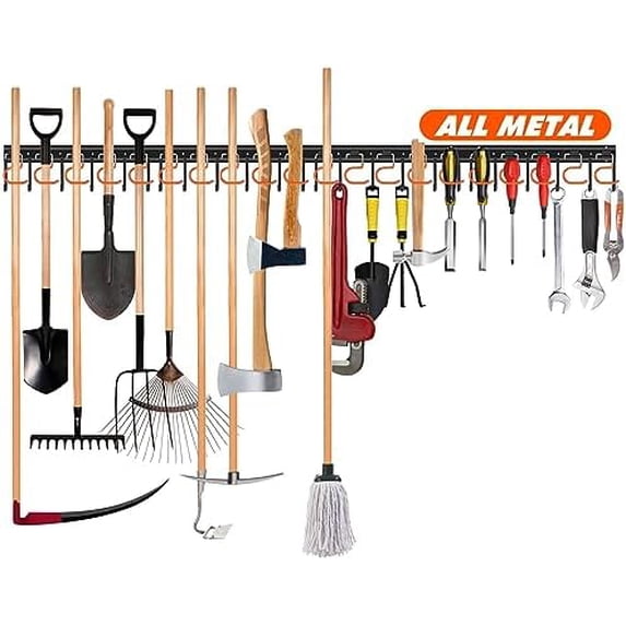 68'' All Metal Garden Tool Organizer Wall Mount Garage Tool Organizers ...