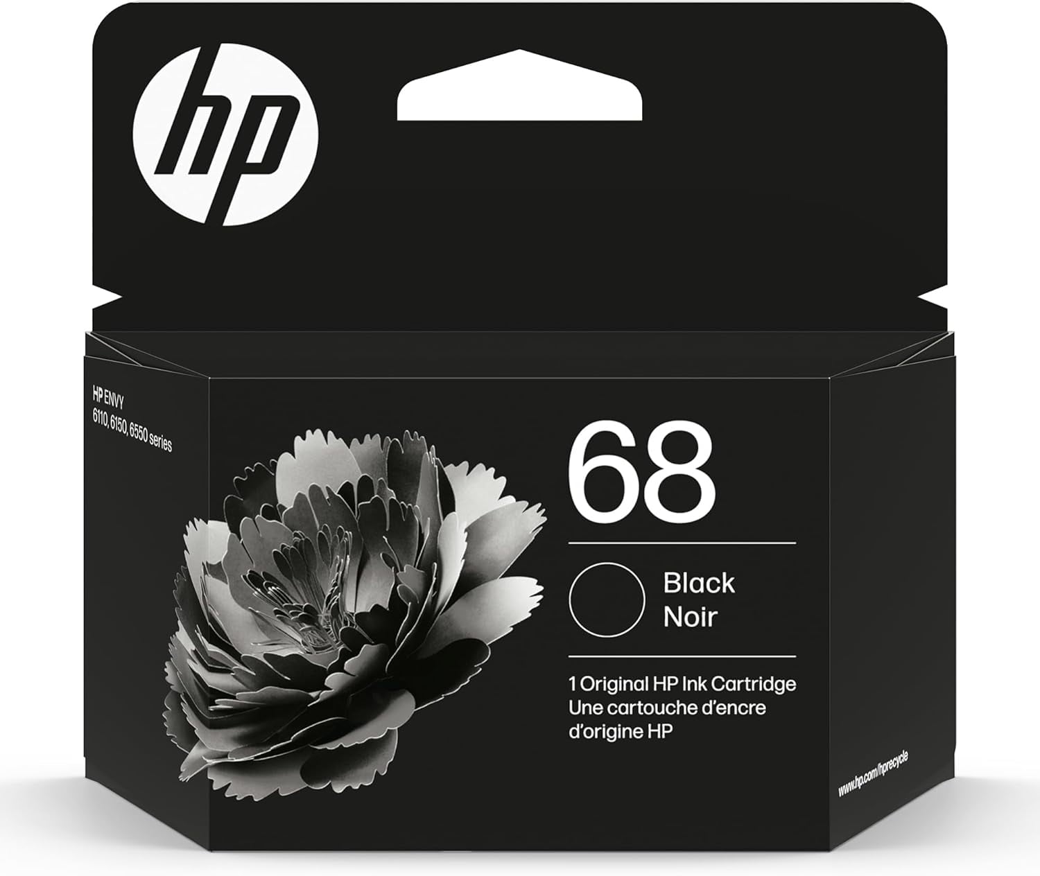 68 Black Ink Cartridge | Works Envy 6100e, 6500e Series | Eligible for ...