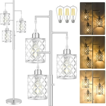 Dimmable Industrial Floor Lamps for Living Room, Gold Tree Standing ...