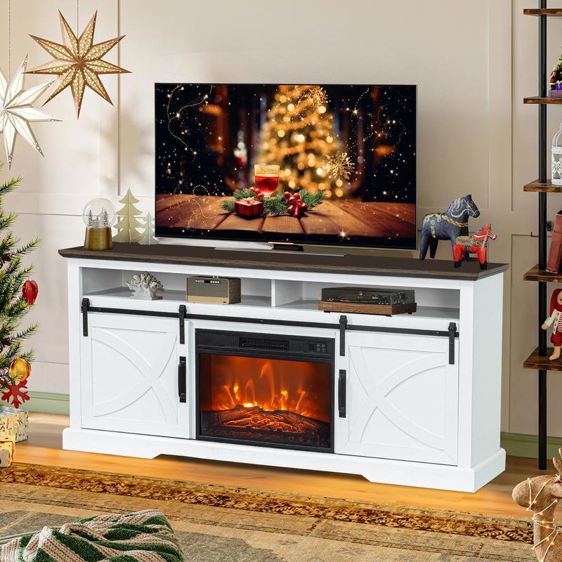 68" Farmhouse TV Stand with 23" Insert Opening Electric Fireplace, Sold ...