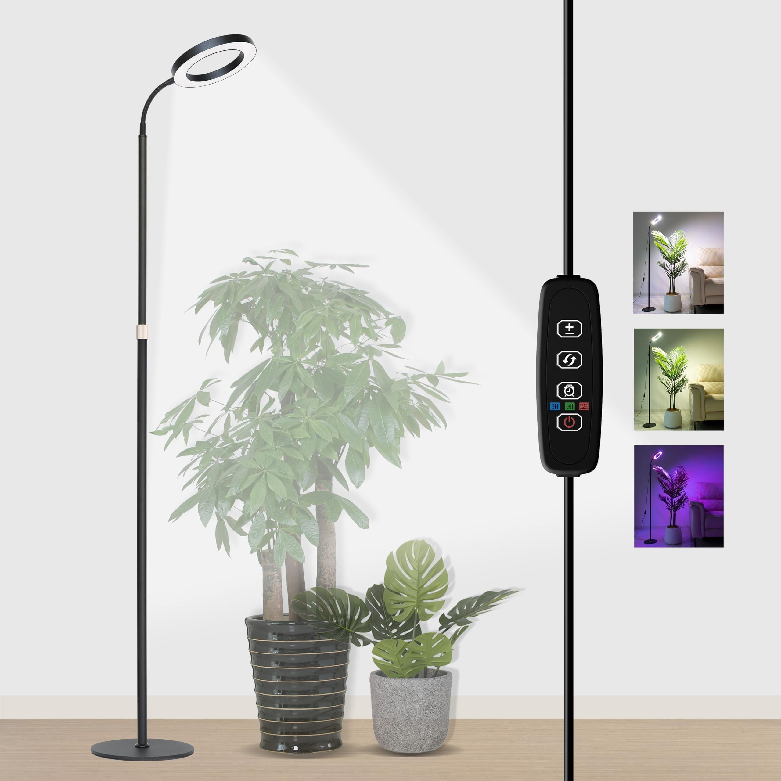 68" Height Adjustable Full Spectrum LED Tall Standing Floor Grow Light ...
