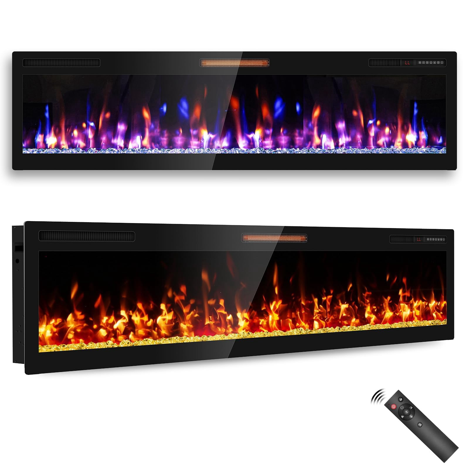 68 Inch Electric Fireplace Insert Wall Mounted or Freestanding, Ultra ...