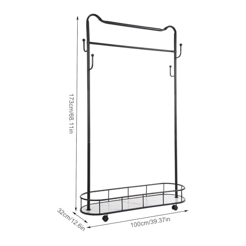 68 Inch Floor Clothes Rack with Wheels, Mobile Clothing Rack with ...