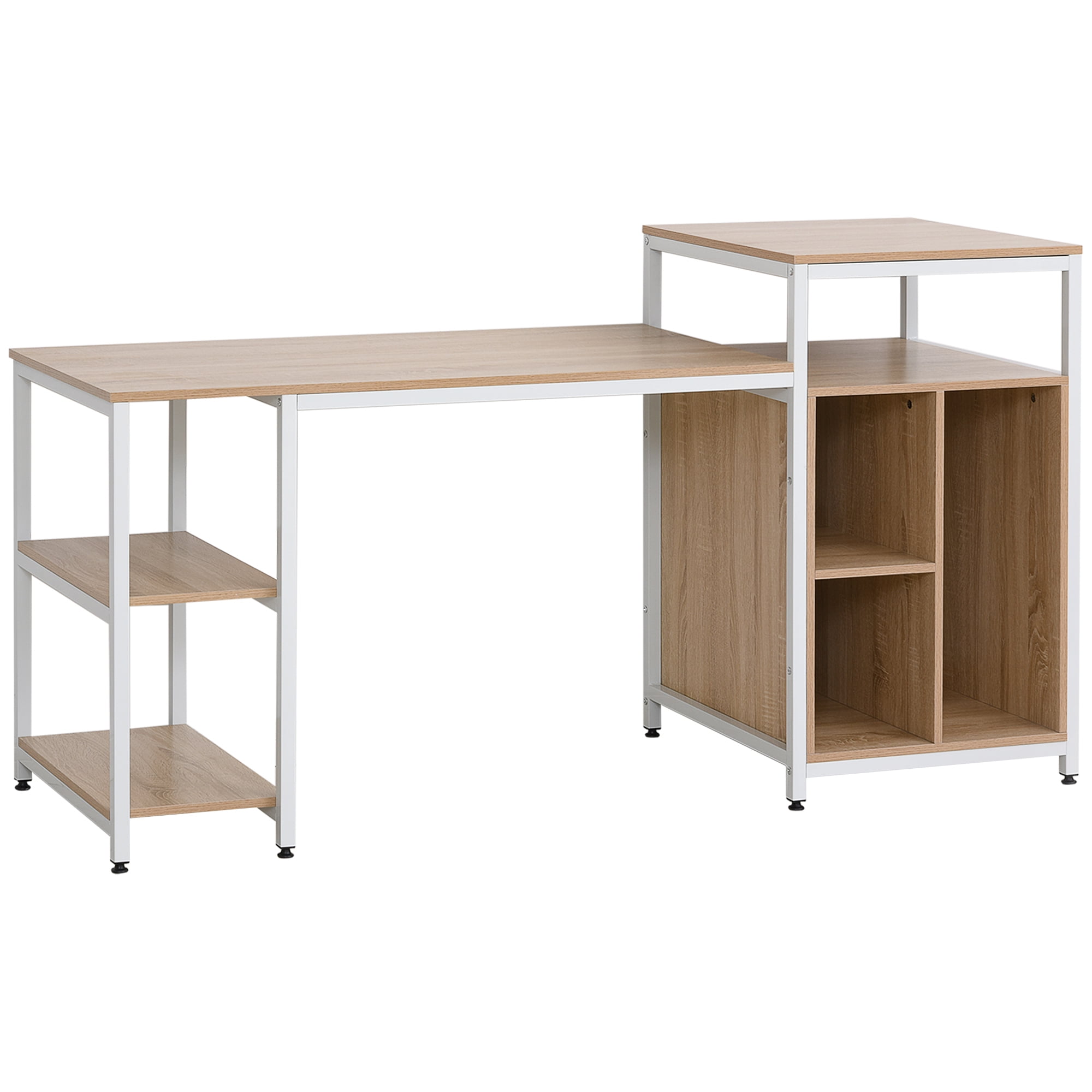 68 Inch Office Table Computer Desk Workstation Bookshelf with CPU Stand ...