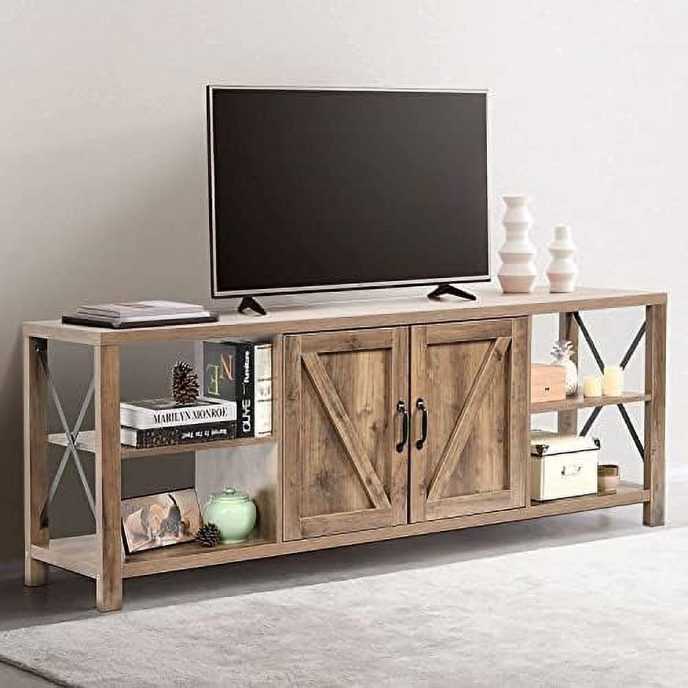 68 Inch TV Stand Barn Door Entertainment Center Farmhouse for 75 + inch ...