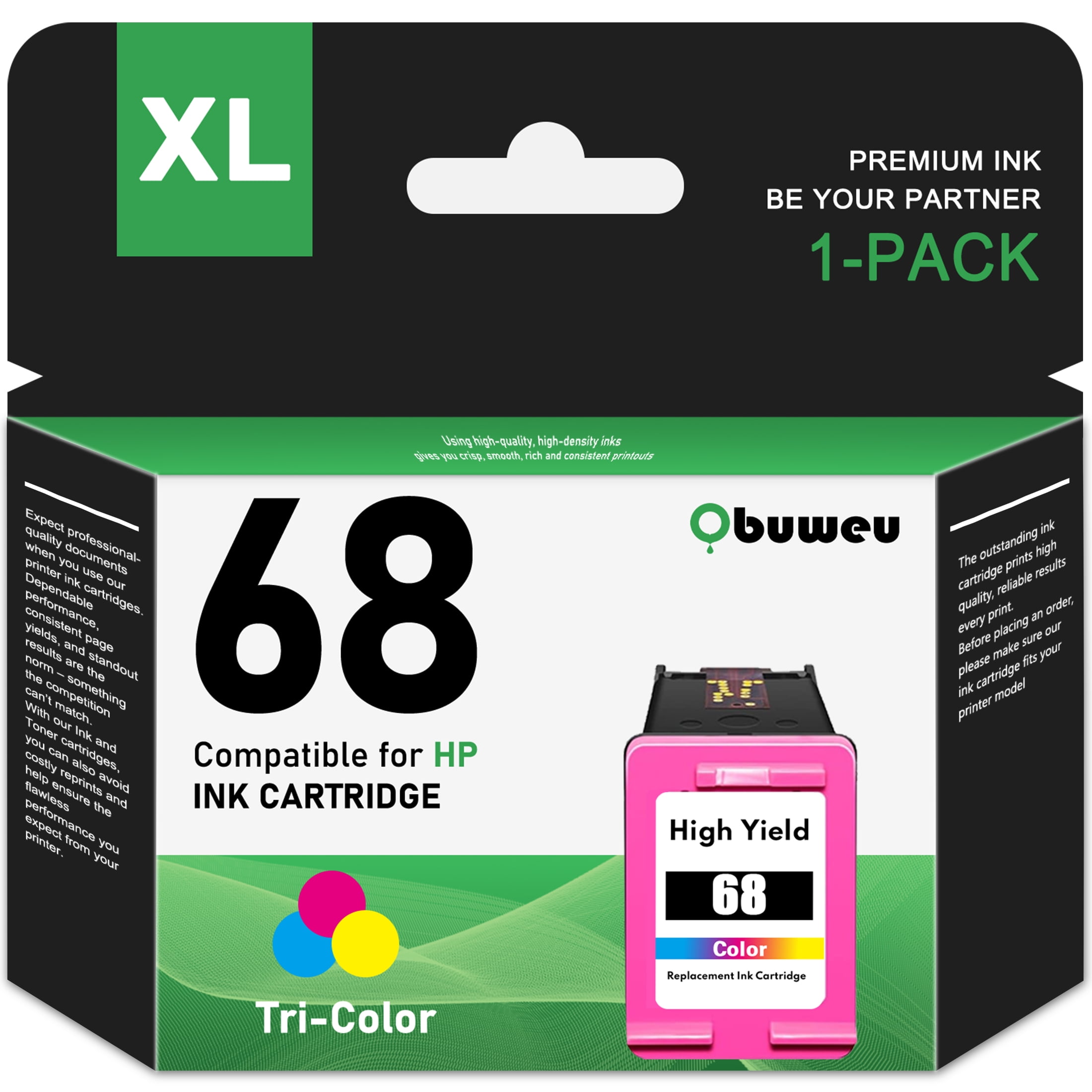 68 Ink Cartridge 1-Pack Tri-Color Compatible for HP 68 Ink Cartridges for Envy 6552e 6555e 6155e ...