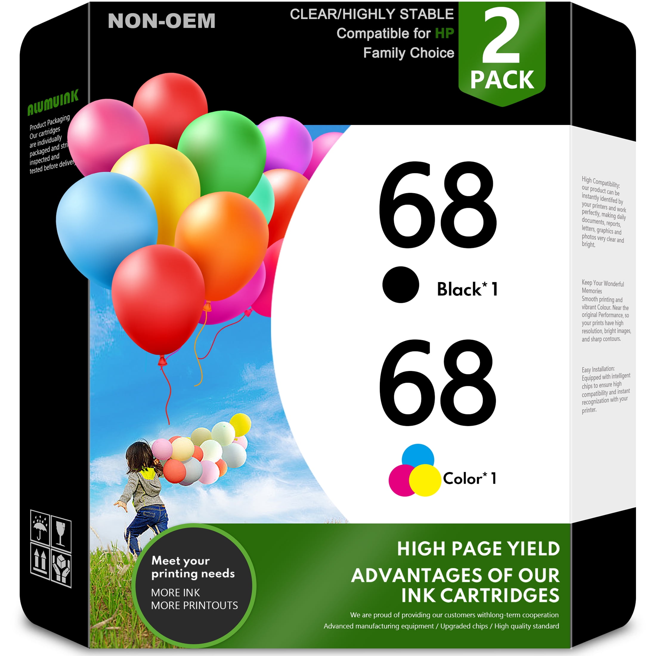 68 Ink Cartridge Compatible for HP 68 Ink Cartridges for Envy 6552e ...