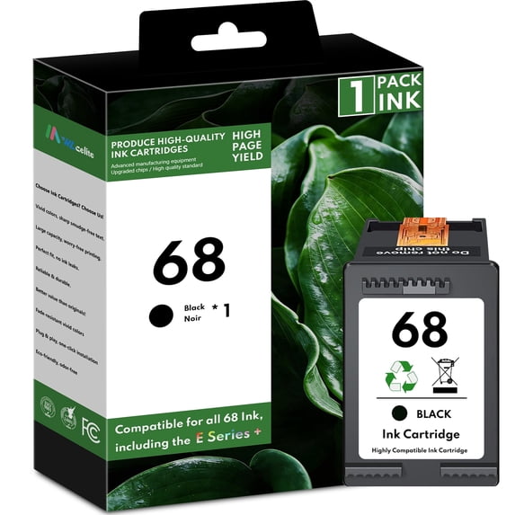 68 Ink Compatible for HP 68 Black Ink Cartridge for Envy 6100e 6500e ...