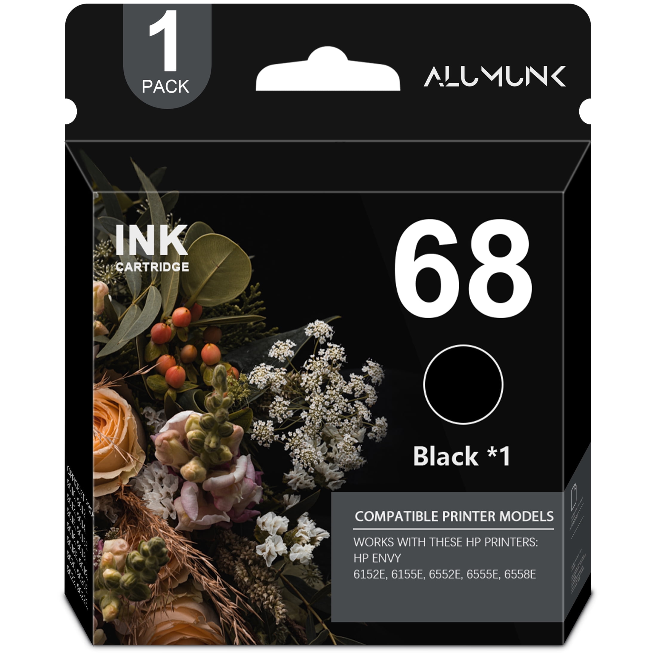 68 Ink Compatible for HP 68 Black Ink Cartridge for Envy 6100e 6500e ...