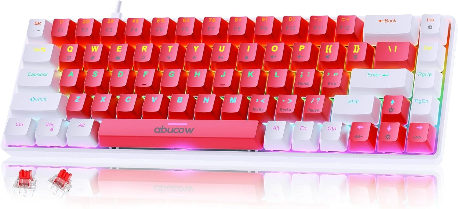 68-Key Mechanical Keyboard With Colorful Backlight 60% Gaming Keyboard ...