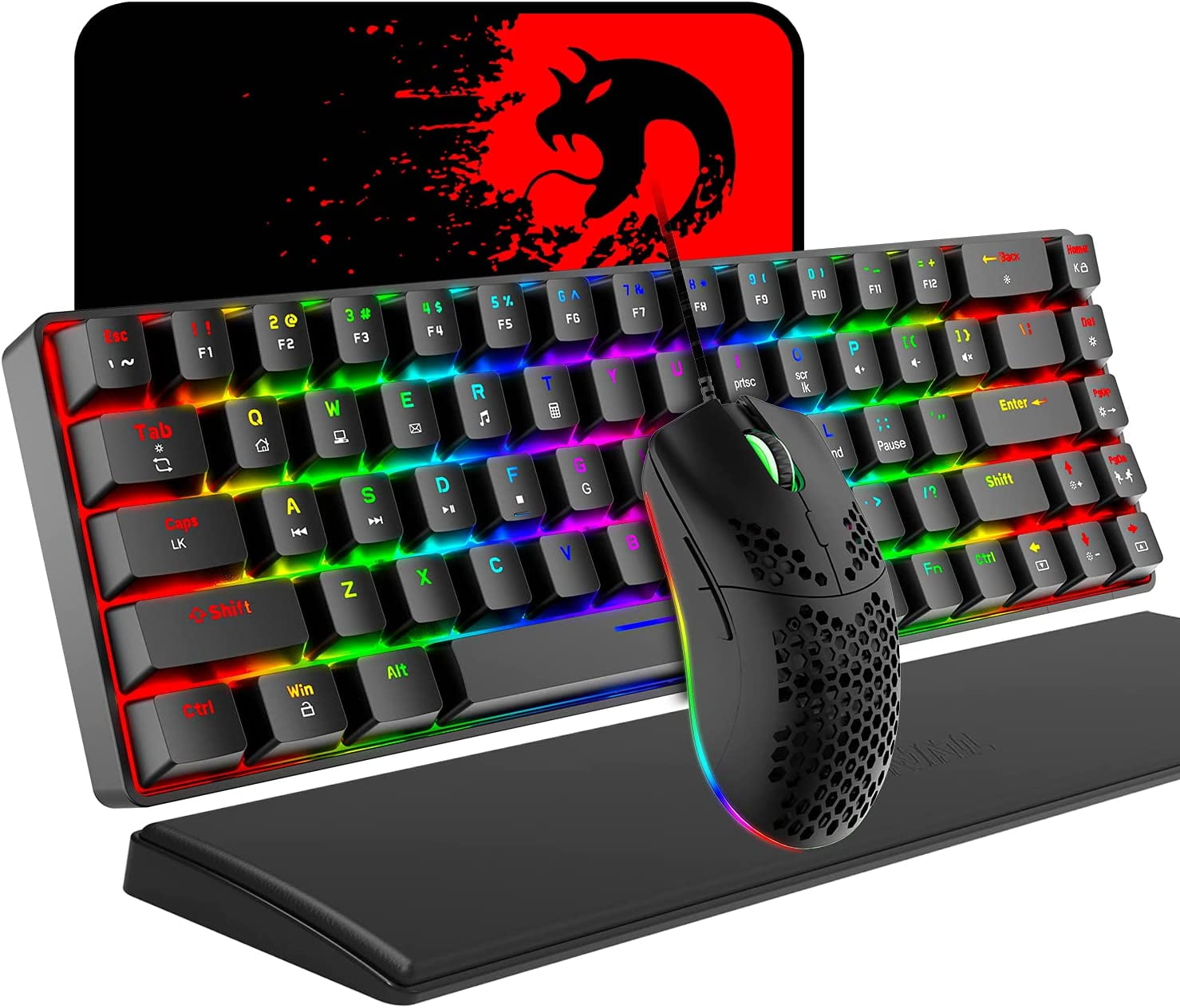 68-Key Wired Mechanical Gaming Keyboard Blue Switch RGB 18 Backlit ...