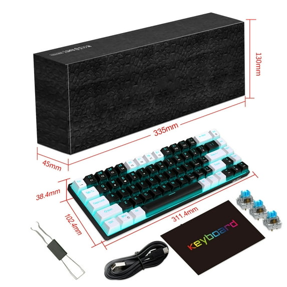 68 Keys Mechanical Keyboard Ergonomics RGB Backlit LED Hot Swappable ...