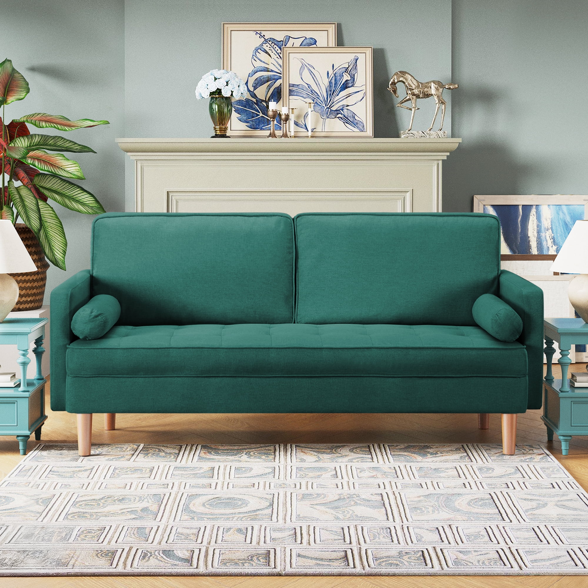 68" Loveseat Sofa, Mid Century Modern Couches for Living Room, 2 Seater ...