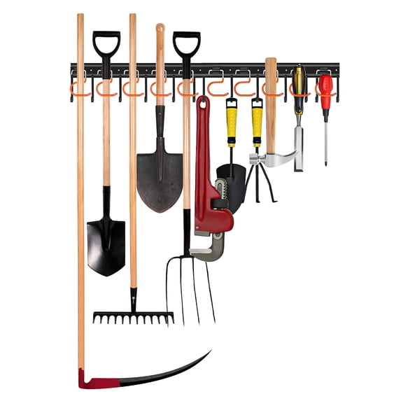 68'' All Metal Garden Tool Organizer Adjustable Garage Tool Organizer ...